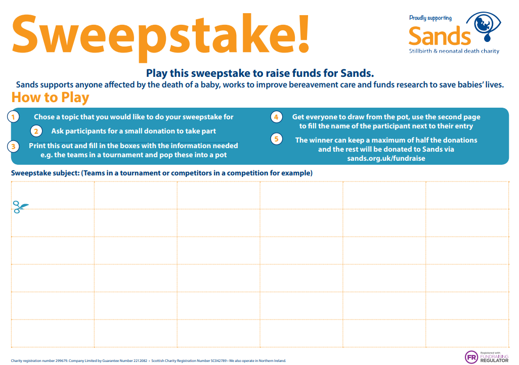 Generic sweepstake template | Sands - Saving babies' lives. Supporting ...